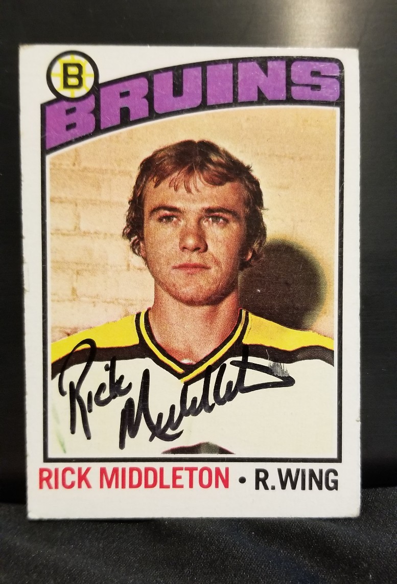 1976-77 Topps signed RICK MIDDLETON BRUINS 127 IN PERSON VINTAGE ...
