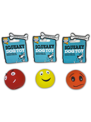 Latex Face Ball Dog Toy Expresions Soft Squeaky 08209 Puppy Fetch Good ...