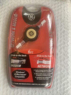 GE Network & Modem Retractable Cable 6ft. PC Apple Compatible Windows ...