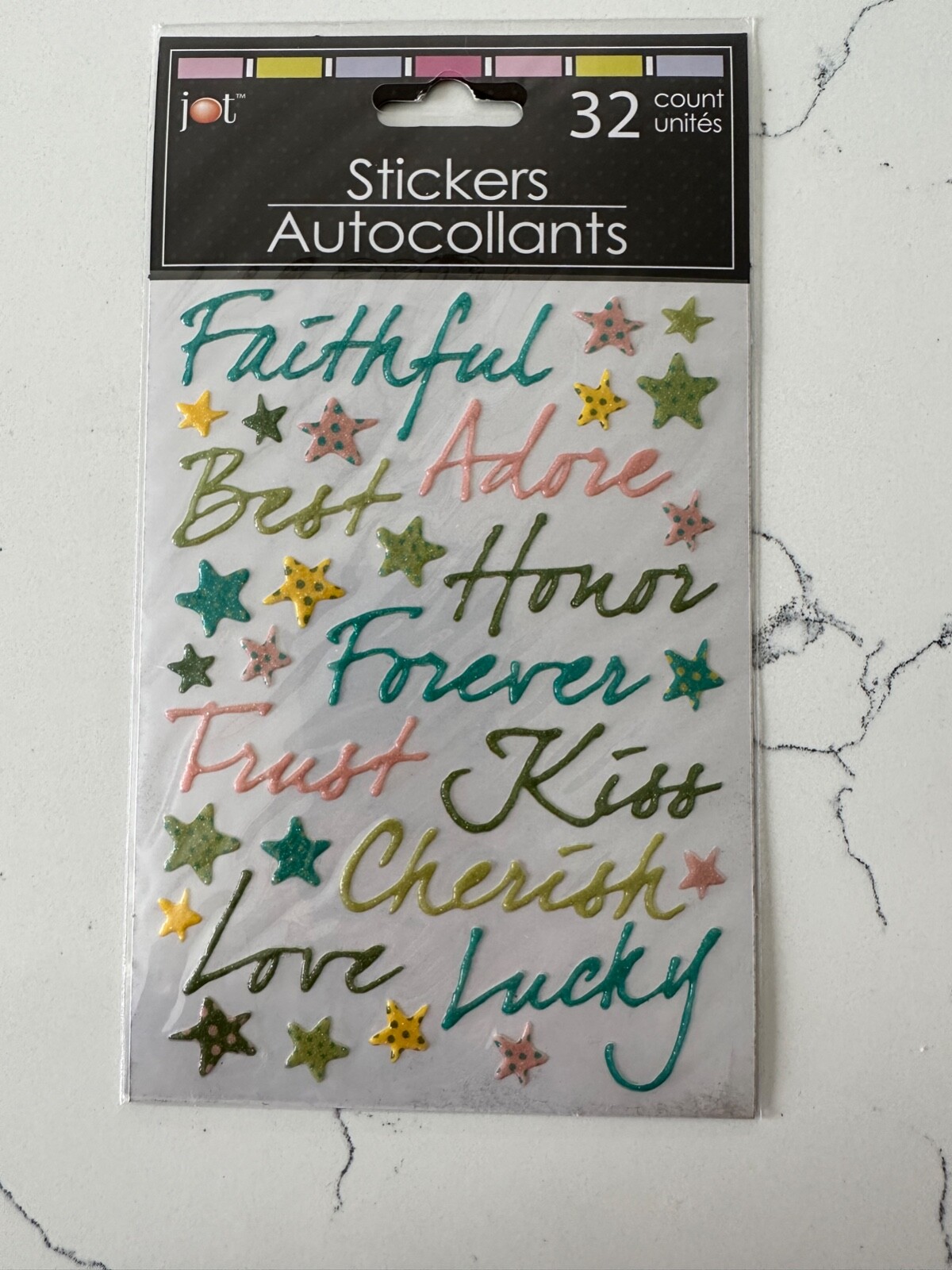 Jot 32 Count Autocollants Stickers Phrases - Adore Honor Trust Cherish ...
