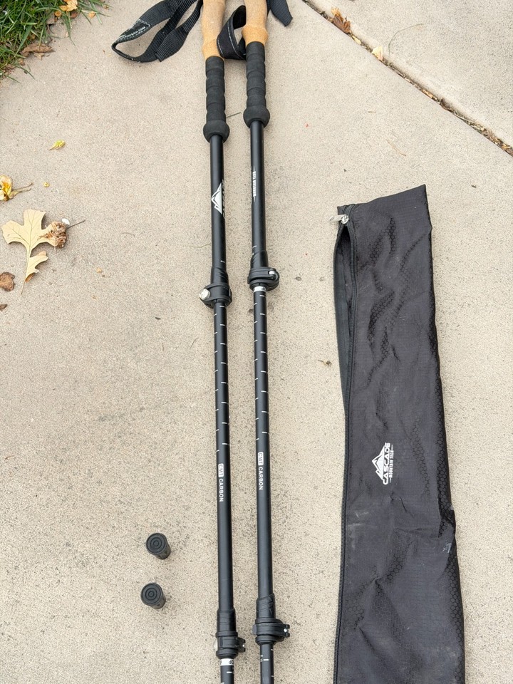 Set of Cascade Mountain tech CMT Carbon Trekking Poles 100-135CM Black ...