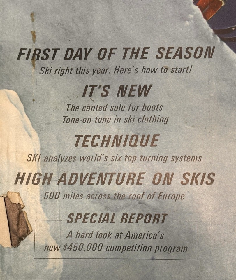 Vintage 1965 SKI magazine October vol 30 no 1 High Adventure On Skis | eBay