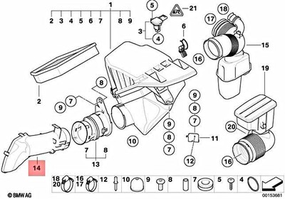 Genuine BMW E60 E61 520i 523i 523Li 525i 525Li 525xi intake duct ...