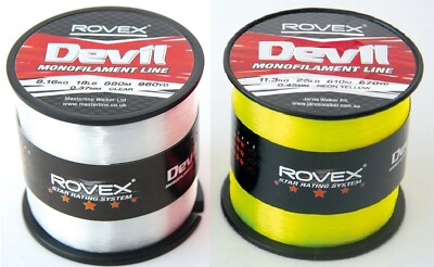 Rovex Devil Monofilament Bulk 1/4lb (4oz) Spools Clear / Yellow Fishing Line | eBay UK