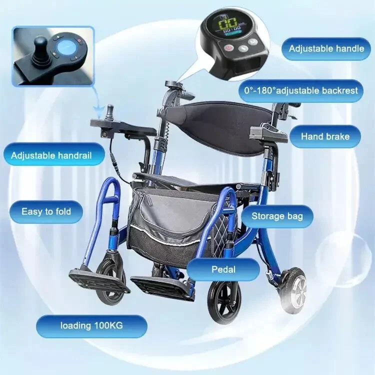Foldable Electric Wheelchair With Electric Rollator Power Walker Drive ...