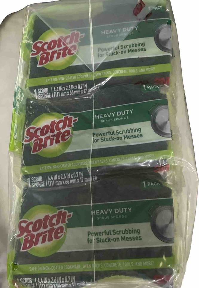 Scotch-Brite Heavy Duty Scrub GREEN 21 Individual Wrapped Scrub WAVY ...