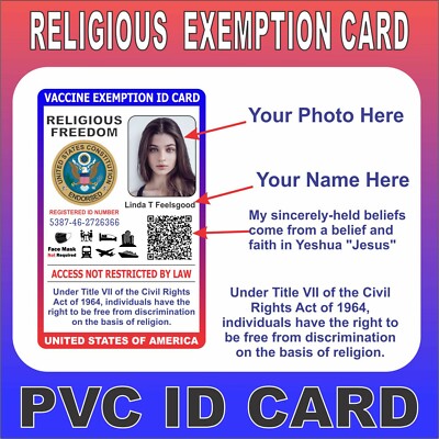 Faith Religious Exemption ID Card Badge Vaccine Mandates People's ...