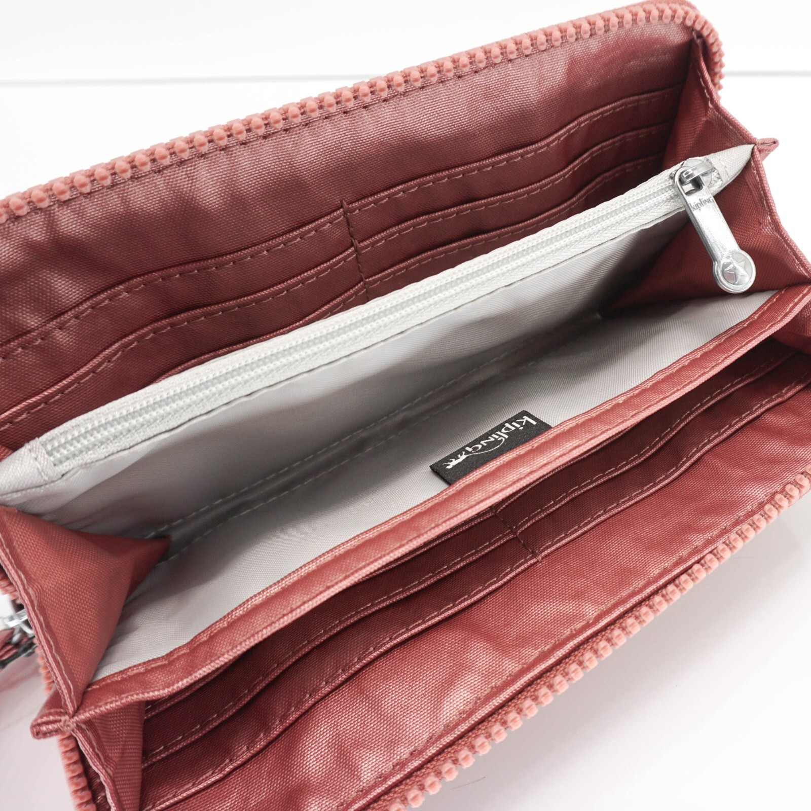 Kipling Alia Large Zip Around Wristlet Wallet KI2512 Polyamide Copper ...