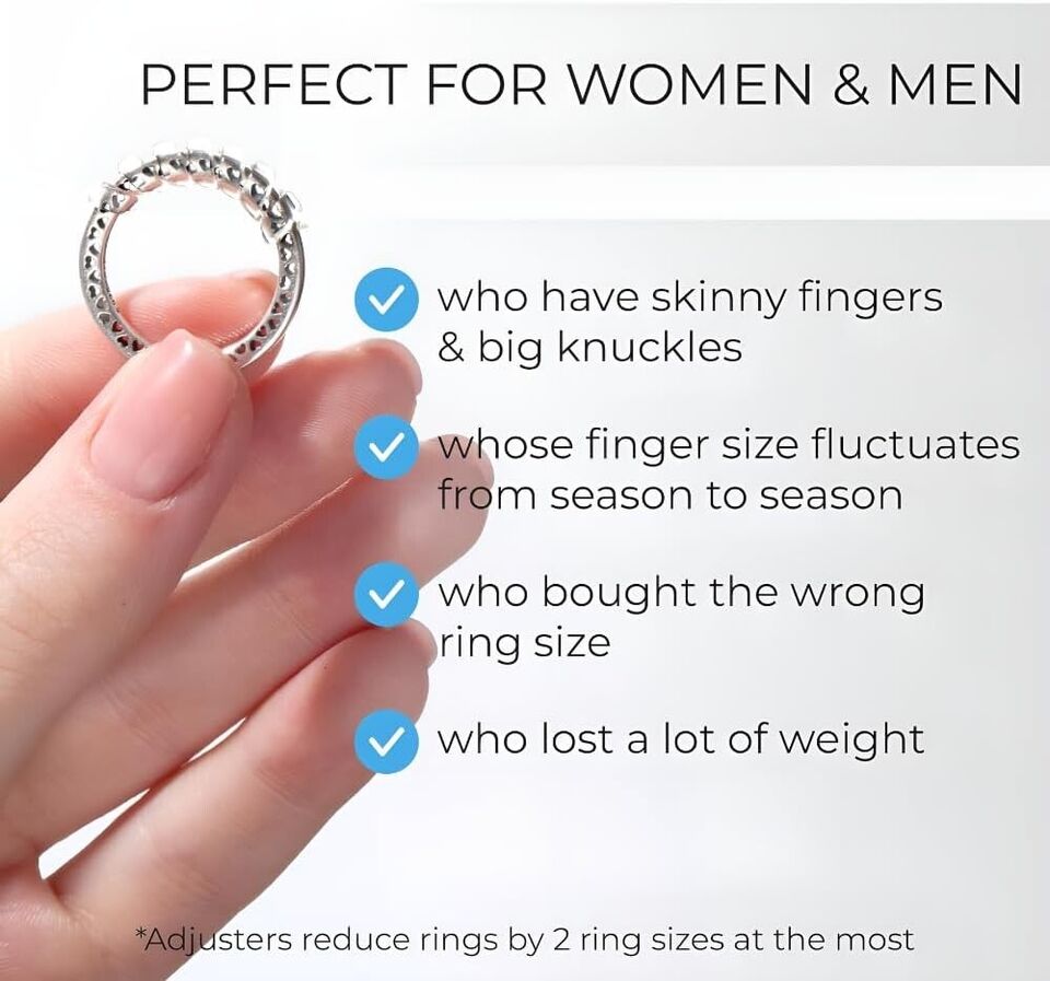 12Pcs Ring Size Adjuster Invisible Clear Ring Sizer Jewelry Fit Reducer ...