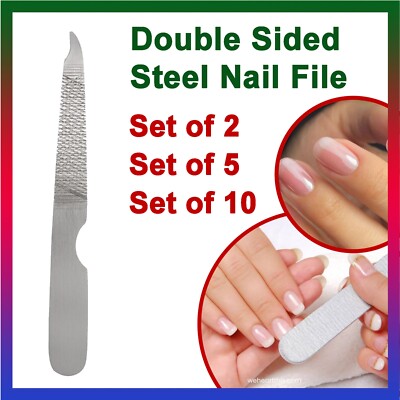 Stainless Steel Metal Nail File Double Sided Manicure Pedicure Nail ...