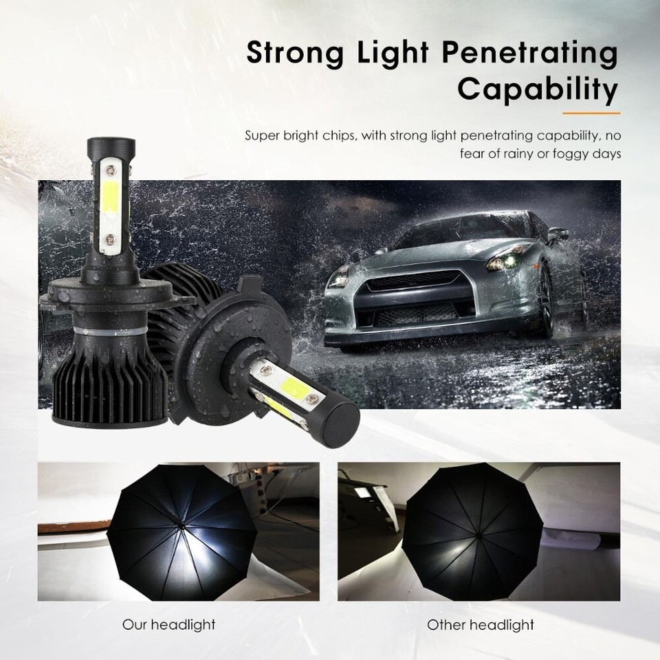 4-sides HB2 H4 9003 Super White 2800000LM Kit LED Headlight Bulbs High ...