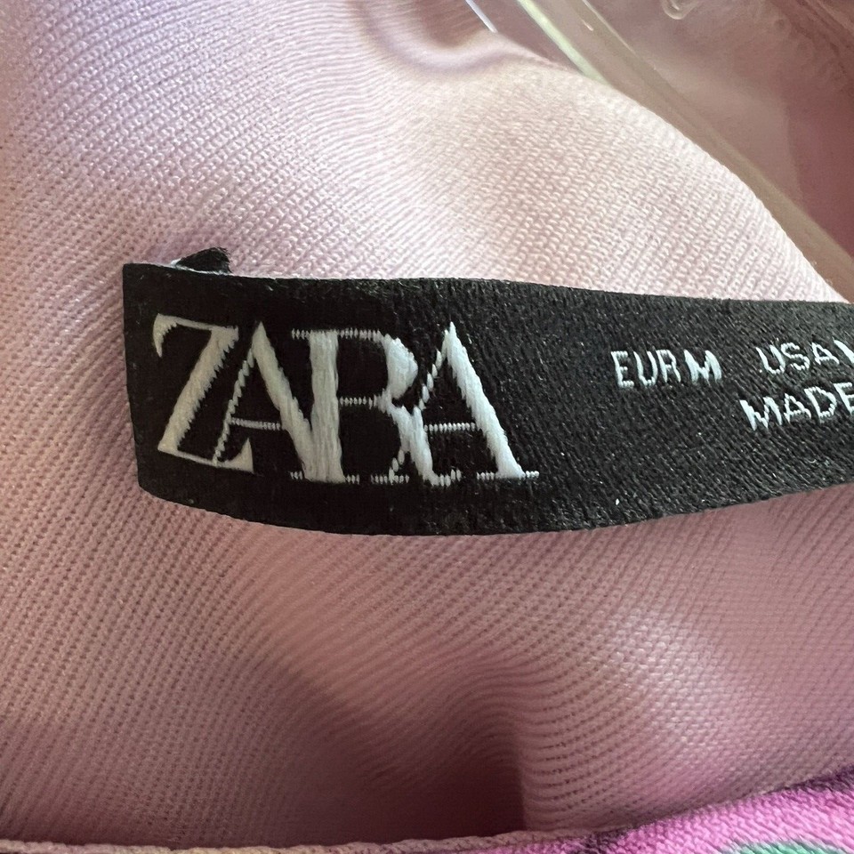 Zara Retro Print Open Back Mini Dress Pink Size Med preppy 70s mod ...