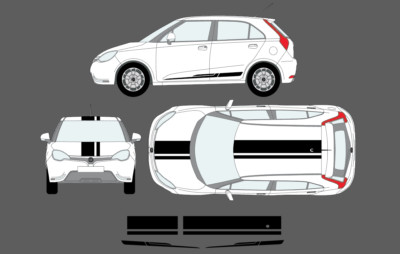 Fits MG 3 MG3 Sides, Bonnet & Roof Stripes Decal Graphic Sticker Set ...