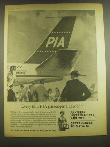 1965 PIA Pakistan International Airlines Ad - Every fifth PIA passenger ...