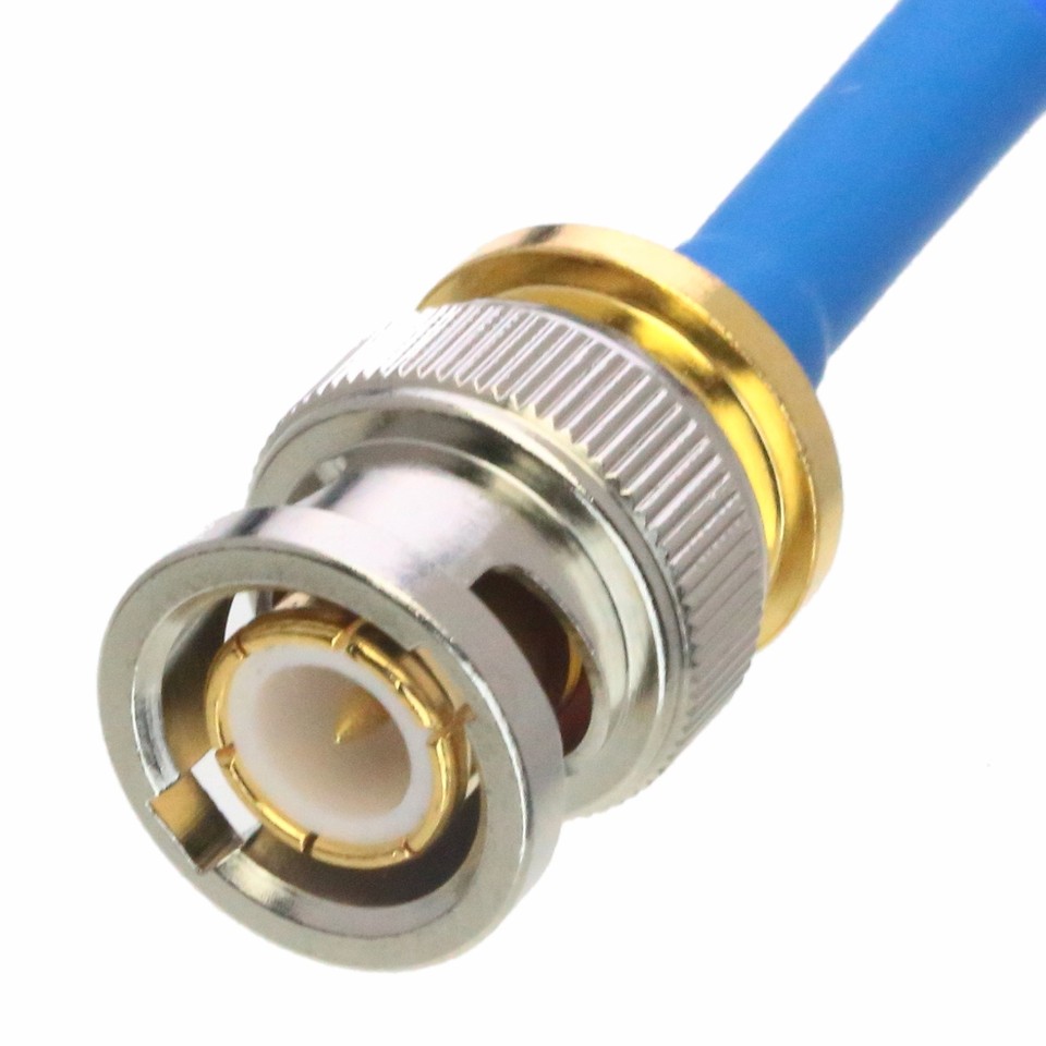 BNC plug gold to SMA male elbow RG402 .141" RF Flexible Semi-Rigid ...