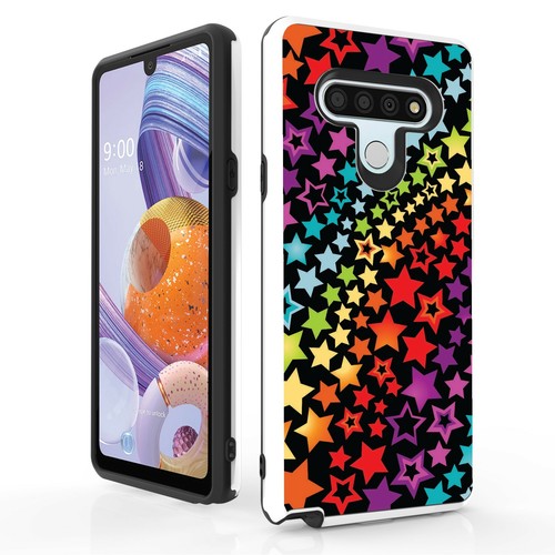 For LG Stylo 6 (Q730) Tough Hybrid Shockproof Phone Case Cover Rainbow ...