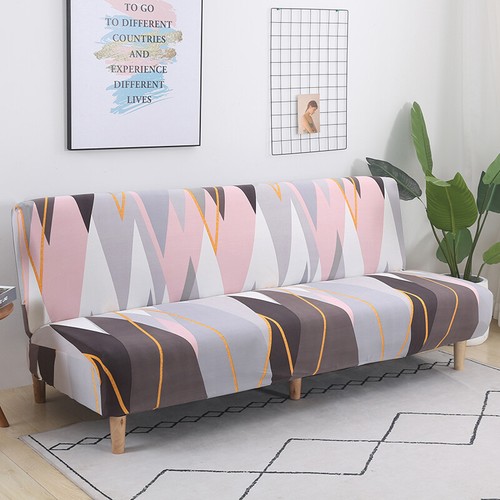 Printed Futon Cover Stretch Sofa Bed Cover Armless Couch Cover for ...