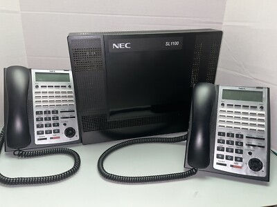 NEC 1100009 SL1100 Phone System w/ 4 24B Key Phones, Power Cable and ...
