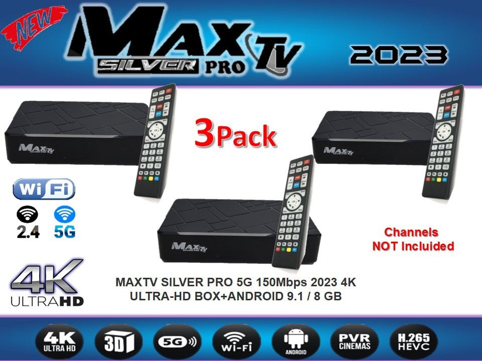 NEW 3PACK MAXTV SILVER PRO 5G 150Mbps 2025 4K ULTRA-HD BOX 8 GB | eBay