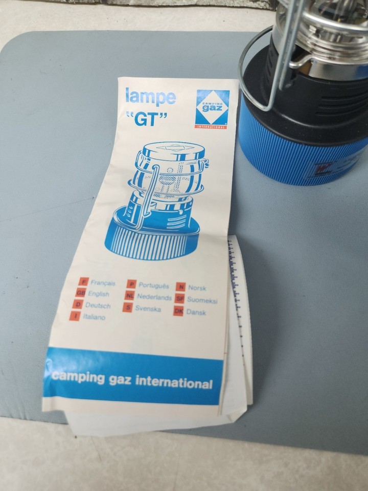 Camping GAZ PORTABLE GAS mantle LANTERN Lampe GT butane lantern France ...