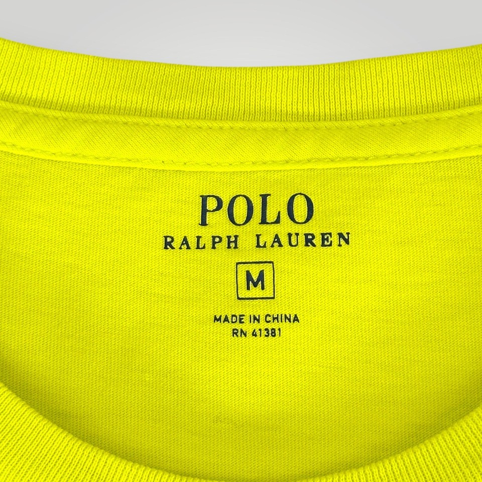 Polo Ralph Lauren Shirt Mens Medium Neon Yellow Pocket Tee Embroidered ...