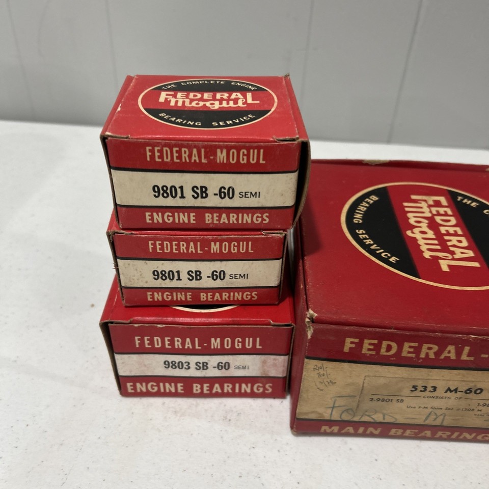 FEDERAL MOGUL FORD Antique 1939 Up Main Bearing Set 533 M-60 Shim Set ...
