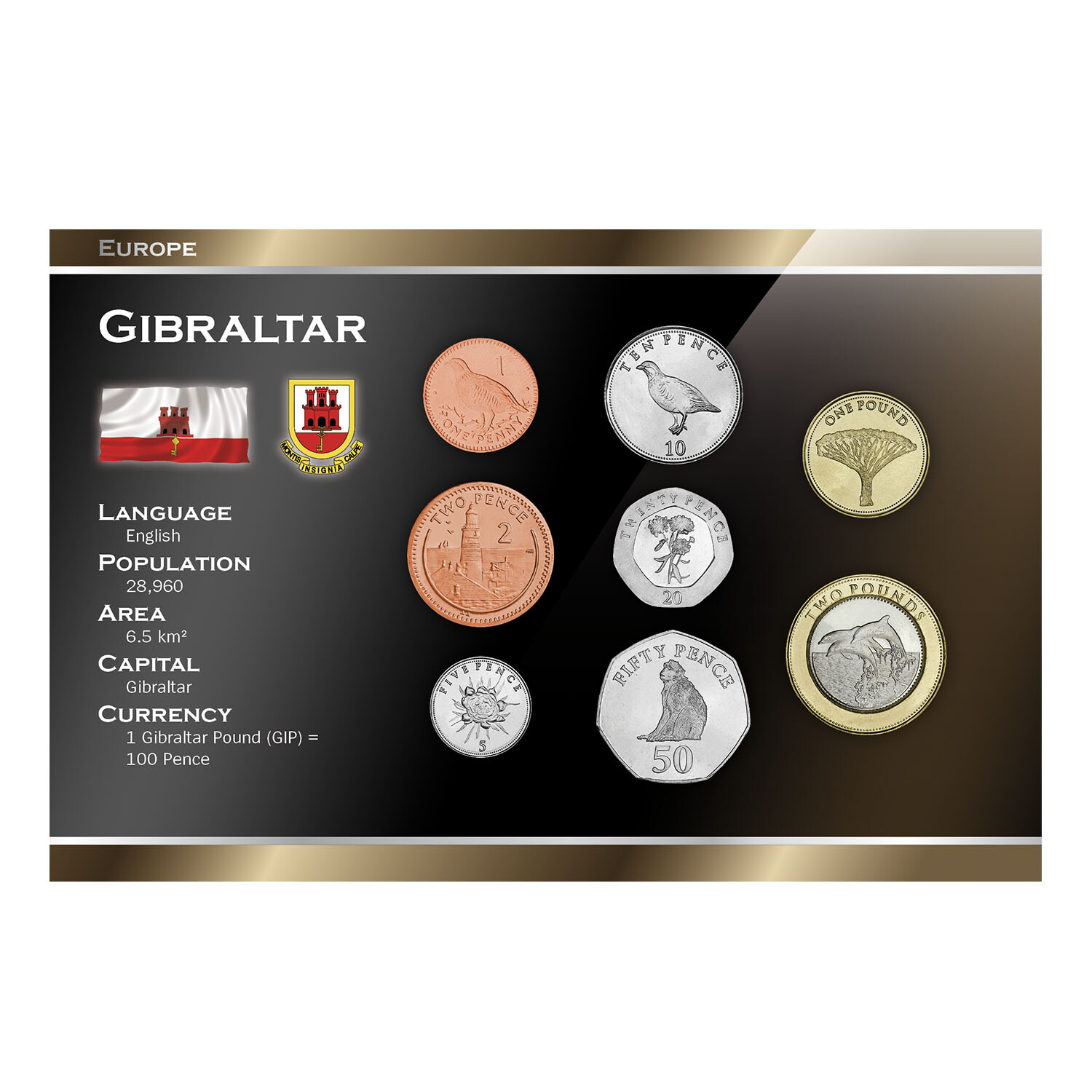 God Save The Queen Gibraltar 8 Uncirculated Coin Set 1p 2p 5p 10p 20p ...