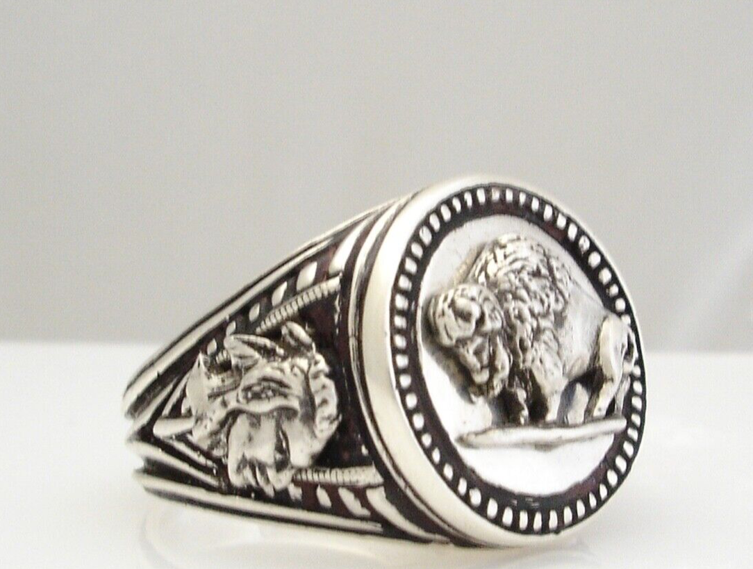 Buffalo US Nickel design Sterling Silver signet ring | eBay
