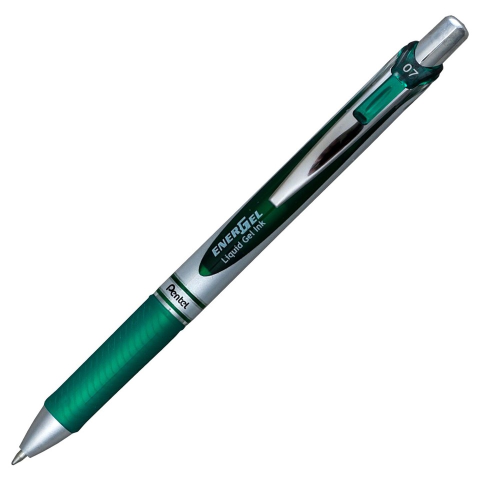Pentel EnerGel RTX Green Liquid Gel Ink, 0.7mm, 3 Pens with 6 Packs of ...