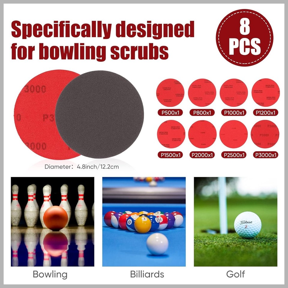 Bowling Ball Sanding Pad Set 8 Pack Bowling Ball Surface Sanding Pads ...