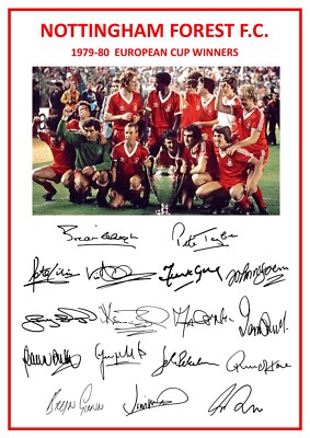 201. 1979-80 Nottingham Forest Signed Team Photo Sheet (PRINTED ...