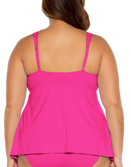 Becca Etc Womens Swim Tankini Top Pink Plus Size 1X (16-18) 13349 | eBay