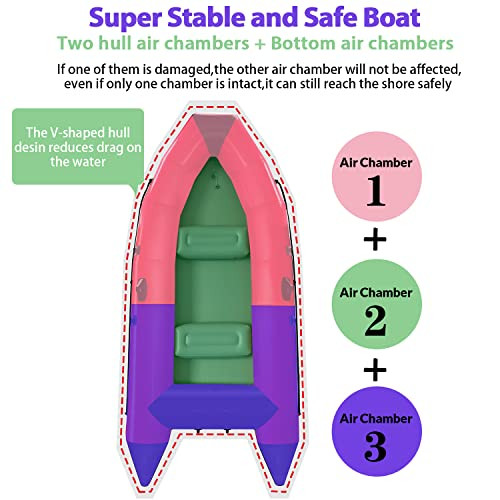 10 ft Dinghy Boats, 3 Person Inflatable Fishing Kayak Raft Sport Boat ...