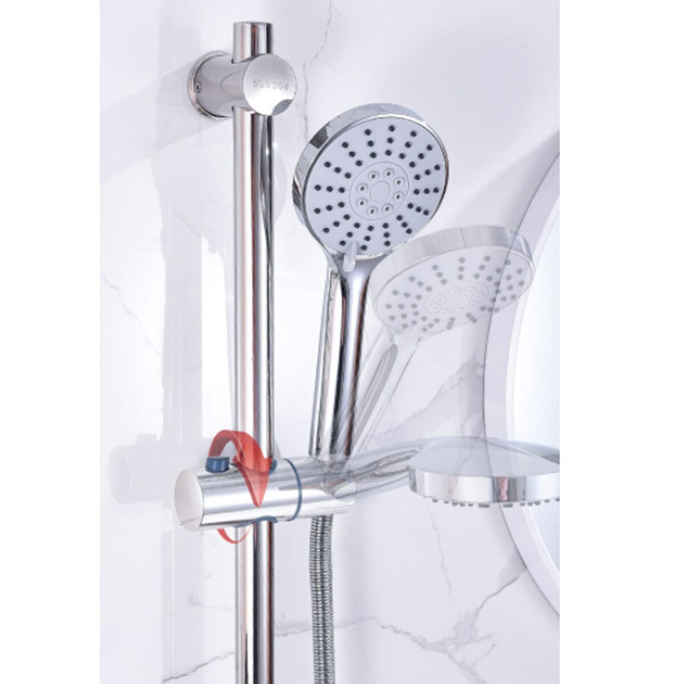 Shower Riser Rail Kit Slider Adjustable Chrome Head Holder Bracket ...