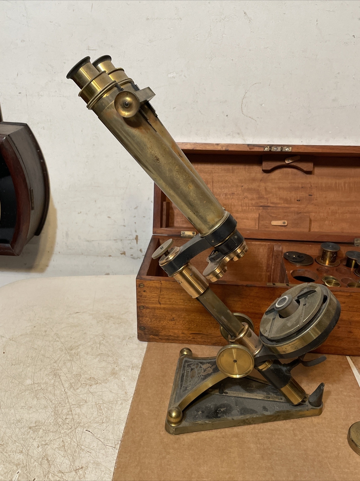 Rare Antique R&J Beck Folding Microscope W/ Box & Accessories | eBay