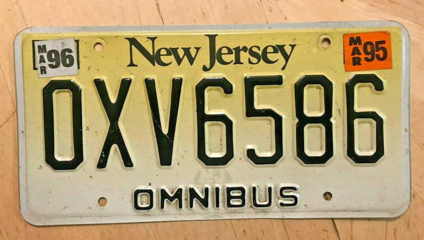 1995 1996 NEW JERSEY OMNIBUS TAXI LIMO LIMOUSINE LICENSE PLATE " OXV ...