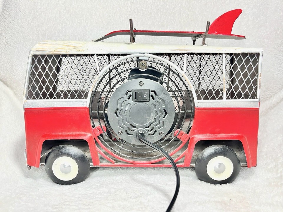 Deco Breeze Table Fan Surf Board Metal Van Red White Figurine Fan ...