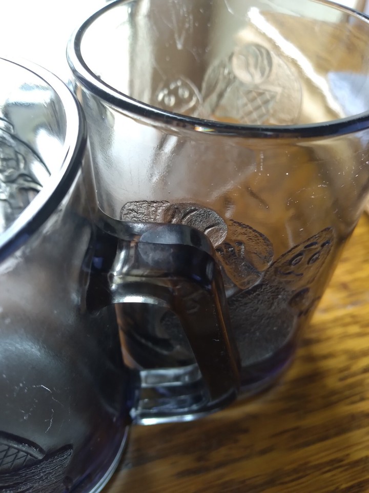Vintage McDonalds Gray Glass Mugs Grimace (2)Hamburglar Captain Crook ...