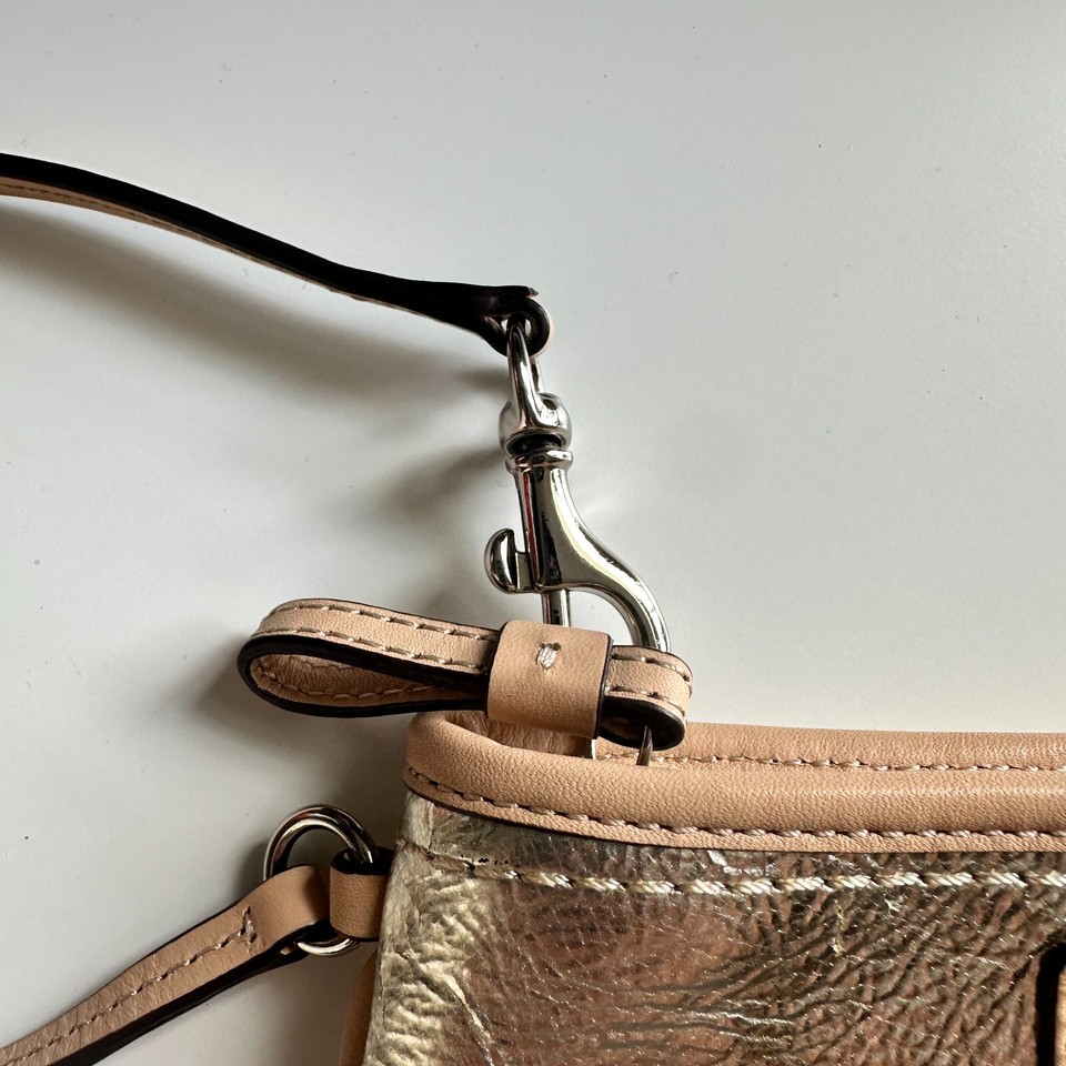 Silver leather mini bag Coach, fancy party clutch purse, shoulder small ...