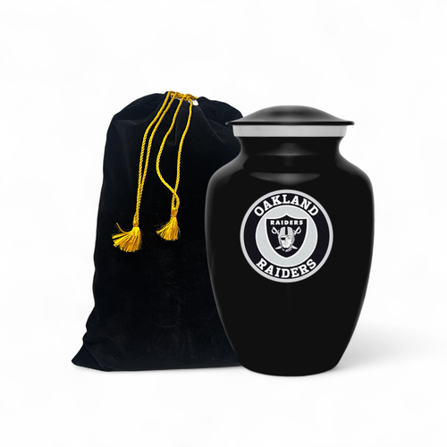 Black Urn for Human Ashes – Oakland Raiders Football Theme Style with ...
