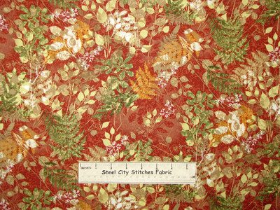 Fern Fronds Nature Foliage Rust Green 9264 Timeless Treasures Cotton ...