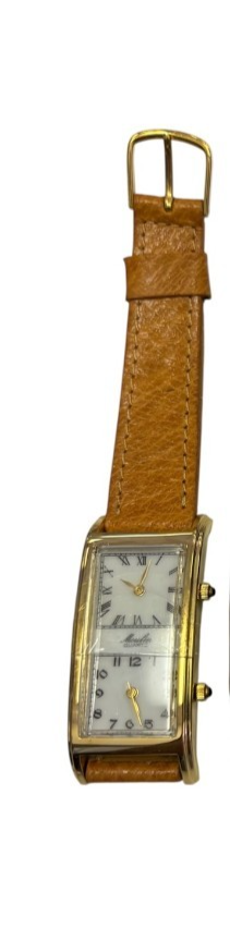Vtg Moulin Men 37mm Gold Tone Dual Time World Map Leather Band New ...