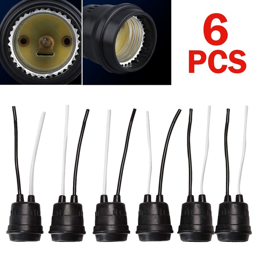 Waterproof Lamp Socket 6 Pack Black Pigtail Lamp Holder Socket E27 US ...