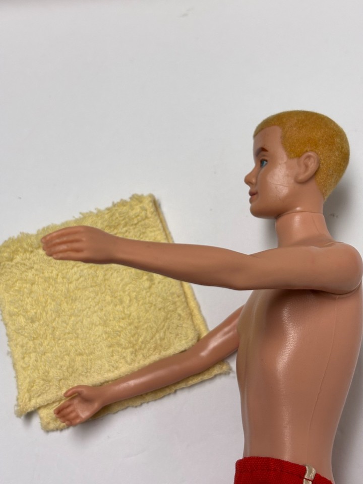 VTG 1962 Flocked hair Ken w/box original swim suit, sandals and jacket ...