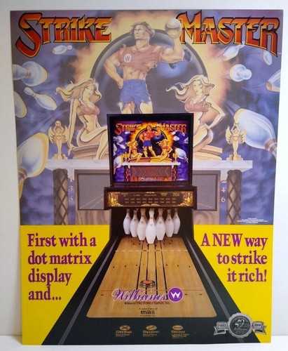 Strike Master Arcade Flyer Shuffle Bowling Alley 1991 Promo Artwork 8.5 ...