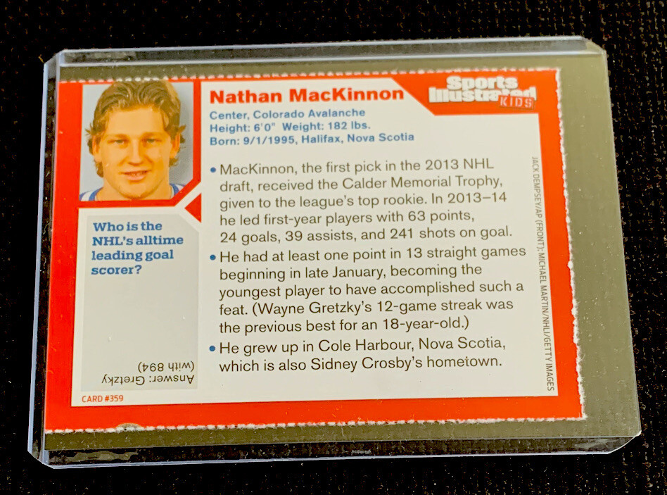 NATHAN MACKINNON ROOKIE RARE SPORTS ILLUSTRATED FOR KIDS SI COLORADO ...