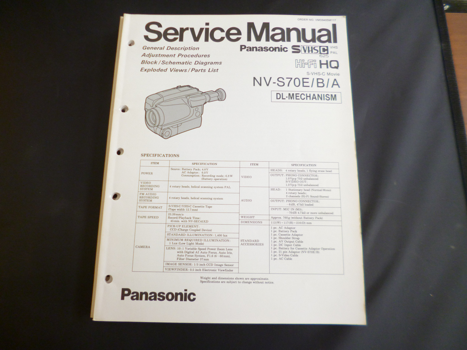 Original Service Manual Panasonic NV-S70E | eBay