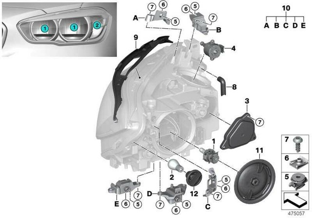 BMW 1 er F20 F21 LCI Scheinwerfer Reparaturhalter rechts 63117428432 ...