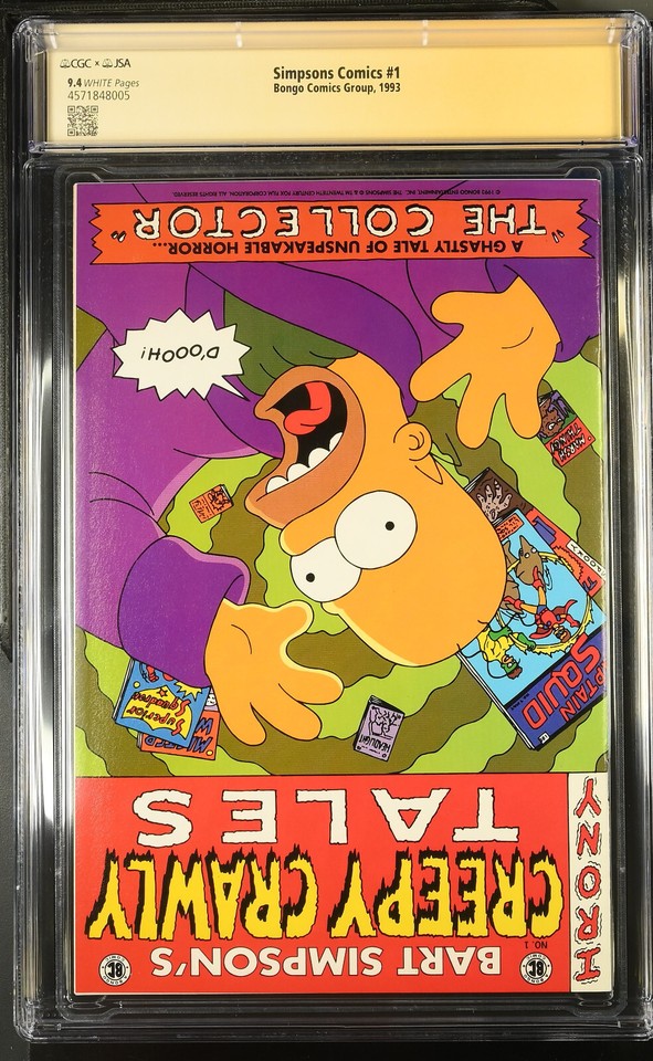 SIMPSONS COMICS 1 1993 CGC GRADE 94 BONGO INSERT MATT GROENING SIGNED ...