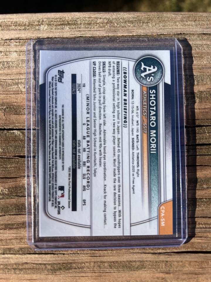 2025 Bowman Chrome Shotaro Morii 1st Bowman Base Auto #CPA-SM | eBay